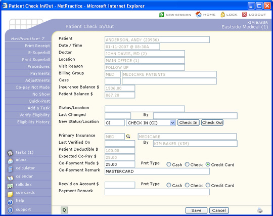 Patient Check In/Out